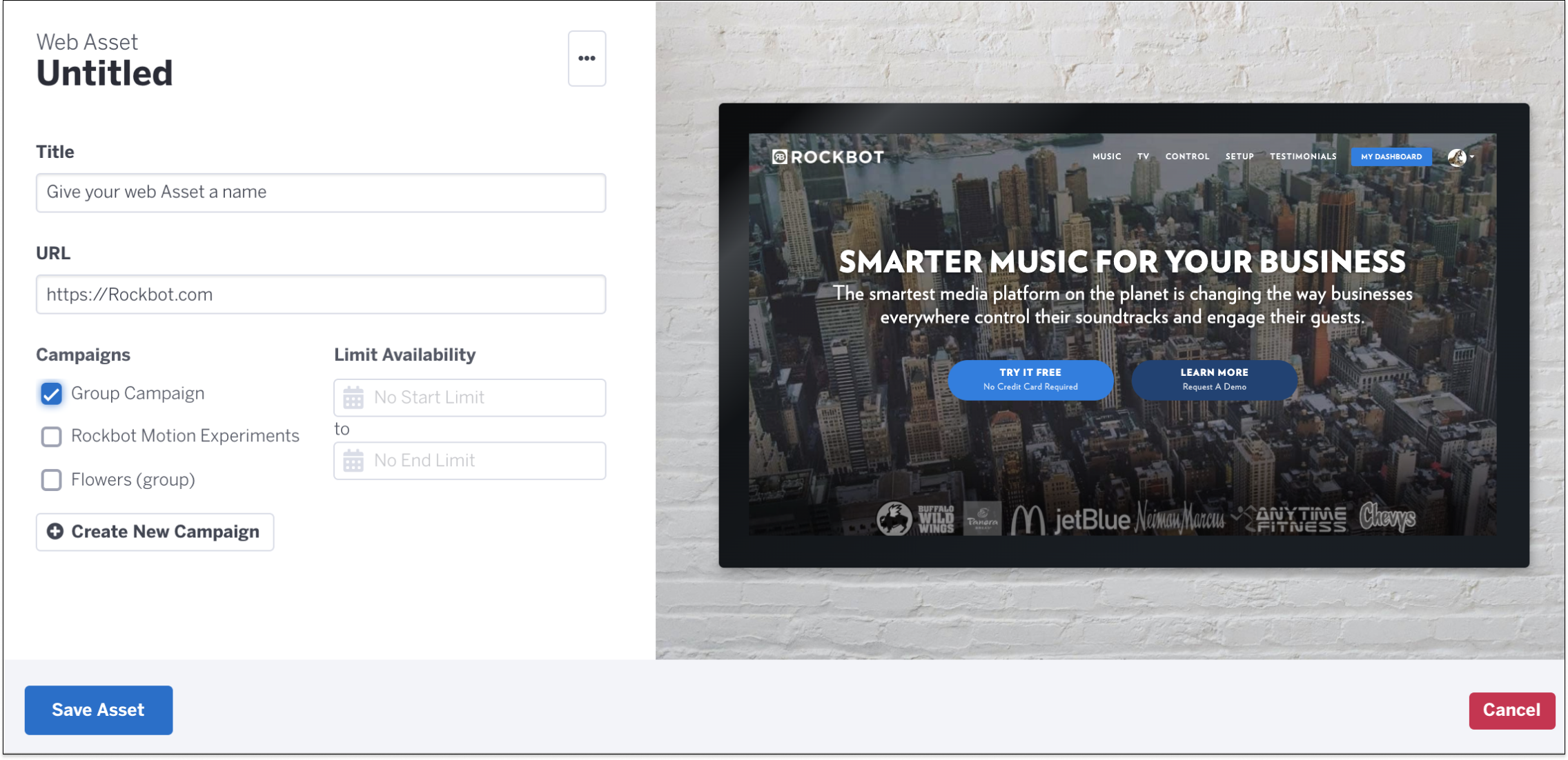 Uploading and Creating Signage Assets – Rockbot Support
